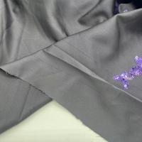 China Silk Elastic Satin Embroidery Piece 100% Polyester Fabric Purple Sequins For Dress for sale