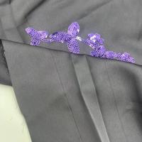 China Silk Elastic Satin Embroidery Piece 100% Polyester Fabric Purple Sequins For Dress for sale