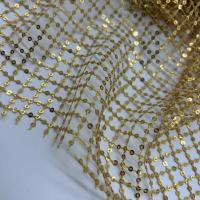 China Sequin Adorned Material 100% Polyester Three Color Choose Fabric For Party Dresses for sale