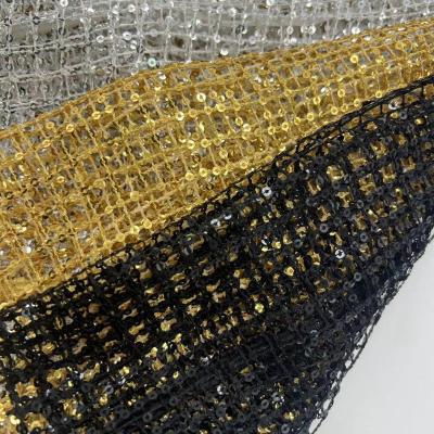 China Sequin Adorned Material 100% Polyester Three Color Choose Fabric For Party Dresses for sale
