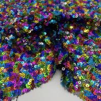 China Glitzy Sequins Embroidery Design 95% polyester 5% Spandex Colorful Sequin Fabric For Vest for sale