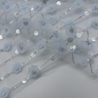 China Sparkling Embroidery Fabric 100% Polyester Blue Color Good For Summer Dress for sale