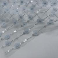 China Sparkling Embroidery Fabric 100% Polyester Blue Color Good For Summer Dress for sale