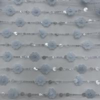 China Sparkling Embroidery Fabric 100% Polyester Blue Color Good For Summer Dress for sale