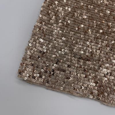China Sequins Embroidery Fabric 95% P 5% SP Gold Color For  Sequin Skirts for sale