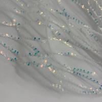 China Exquisite Sequins Embroidery Fabric 100% Polyester Blue Color For Sequin Skirts for sale