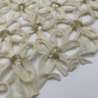 China Sequin Flowers Pattern In Gold Colors Plain Embroidery Fabric For Girl Daily Dresses for sale