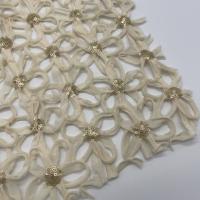 China Sequin Flowers Pattern In Gold Colors Plain Embroidery Fabric For Girl Daily Dresses for sale