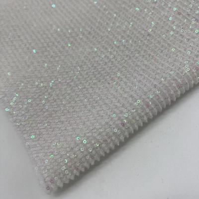 China Sequins Mesh Embroidery Fabric 100% Polyester Shiny Color For Sequin Skirts for sale