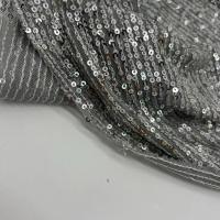 China Fashion Sequins Embroidery Fabric 95% P 5% SP silver Color For  Sequin Skirts for sale