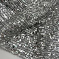 China Fashion Sequins Embroidery Fabric 95% P 5% SP silver Color For  Sequin Skirts for sale