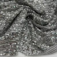 China Fashion Sequins Embroidery Fabric 95% P 5% SP silver Color For  Sequin Skirts for sale