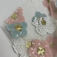 China Sequins Embroidery Fabric With Flowers Patterns 100% Polyester For Sequin Skirts for sale