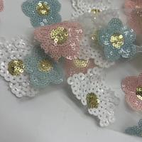 China Sequins Embroidery Fabric With Flowers Patterns 100% Polyester For Sequin Skirts for sale