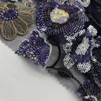 China Dark Color Sequins Embroidery Fabric 100% Polyester Unique For Sequin Dresses for sale
