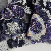 China Dark Color Sequins Embroidery Fabric 100% Polyester Unique For Sequin Dresses for sale
