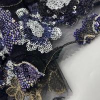 China Dark Color Sequins Embroidery Fabric 100% Polyester Unique For Sequin Dresses for sale
