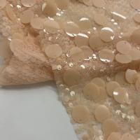 China Big Fleshcolor Sequins Embroidery Fabric  100% Polyester Fabric For Women Party Skirts for sale