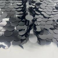 China 100% Polyester Big Black Sequins Embroidery Fabric In Women Party Dress for sale