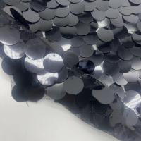 China 100% Polyester Big Black Sequins Embroidery Fabric In Women Party Dress for sale