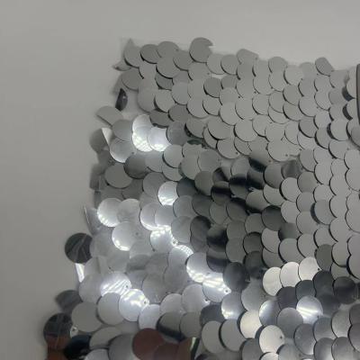 China 100% Polyester Big Silver Sequins Embroidery Fabric Various Thickness for sale