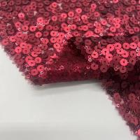 China Burgundy Mesh Sequins Embroidery Fabric 100% Polyester Usually For Women Party Dresses for sale