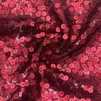 China Burgundy Mesh Sequins Embroidery Fabric 100% Polyester Usually For Women Party Dresses for sale