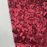 China Burgundy Mesh Sequins Embroidery Fabric 100% Polyester Usually For Women Party Dresses for sale