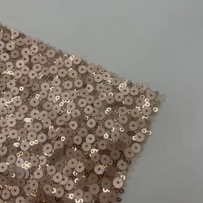 China Golden Mesh Sequins Embroidery Fabric 100% Polyester Good For Women Party Dresses for sale