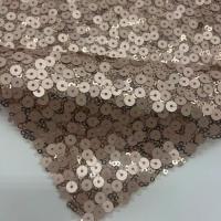 China Golden Mesh Sequins Embroidery Fabric 100% Polyester Good For Women Party Dresses for sale