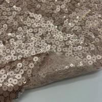 China Golden Mesh Sequins Embroidery Fabric 100% Polyester Good For Women Party Dresses for sale