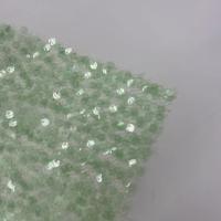 China Special Mesh Sequins Embroidery Fabric 100% Polyester Transparent Green Unique For Women Party Dresses for sale