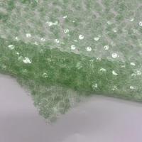 China Special Mesh Sequins Embroidery Fabric 100% Polyester Transparent Green Unique For Women Party Dresses for sale