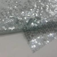 China Transparent Mesh Sequins Embroidery Fabric 100% Polyester  Unique For Women Party Dresses for sale