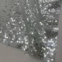 China Transparent Mesh Sequins Embroidery Fabric 100% Polyester  Unique For Women Party Dresses for sale
