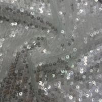 China Transparent Mesh Sequins Embroidery Fabric 100% Polyester  Unique For Women Party Dresses for sale