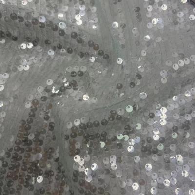 China Transparent Mesh Sequins Embroidery Fabric 100% Polyester  Unique For Women Party Dresses for sale