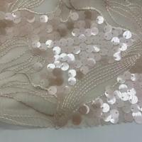 China Mesh Sequins Embroidery Fabric 95%P 5%SP 230GSM Fabric Embroidered For Party  Dresses for sale