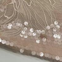 China Mesh Sequins Embroidery Fabric 95%P 5%SP 230GSM Fabric Embroidered For Party  Dresses for sale