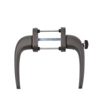 China Double Sided Flat Swing Door Handle Set Zinc Alloy Base Aluminum Curved Grip for sale