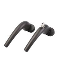 China Double Sided Flat Swing Door Handle Set Zinc Alloy Base Aluminum Curved Grip for sale