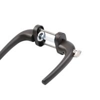 China Double Sided Flat Swing Door Handle Set Zinc Alloy Base Aluminum Curved Grip for sale