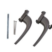 China Double Sided Flat Swing Door Handle Set Zinc Alloy Base Aluminum Curved Grip for sale