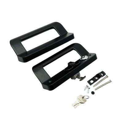 China Zinc Alloy Sliding Door Lock with Black Powder Coating Recessed Handle Design for sale