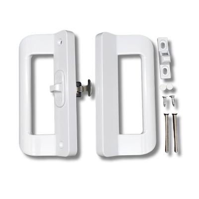 China White Zinc Alloy Sliding Door Handle with Double Sided Operation Installation Set for sale