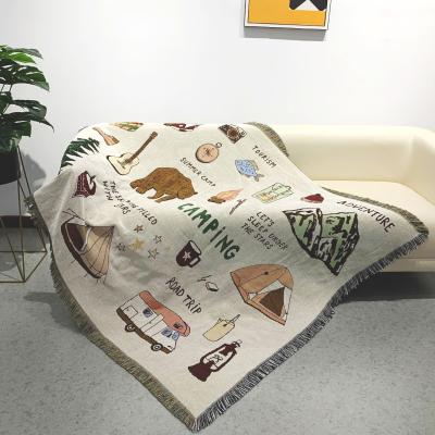 China cotton Camping Blanket Moisture Proof Picnic Mat Jacquard Tapestry for sale