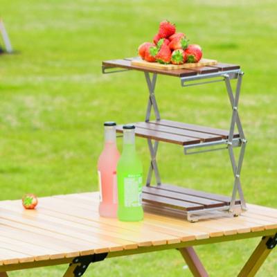 China Portable Outdoor Desktop Folding Shelves For Camping Multi Layer Storage Racks for sale
