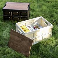 China Car Storage Box , Camping Folding Box Multifunctional Wooden Lid for sale