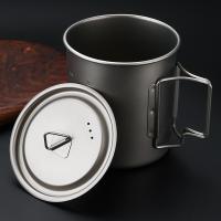 China Pure Titanium Cup With Lid Outdoor Mug Camping Folding Cup for sale