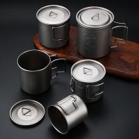 China Pure Titanium Cup With Lid Outdoor Mug Camping Folding Cup for sale